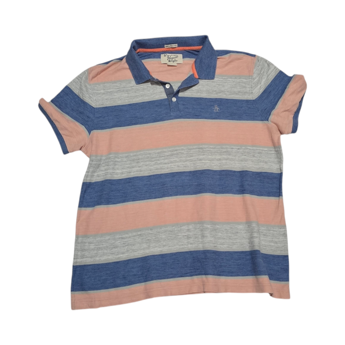 Playera Polo Penguin Xgrande Xl Lineas Azules Y Rosa – Halteo
